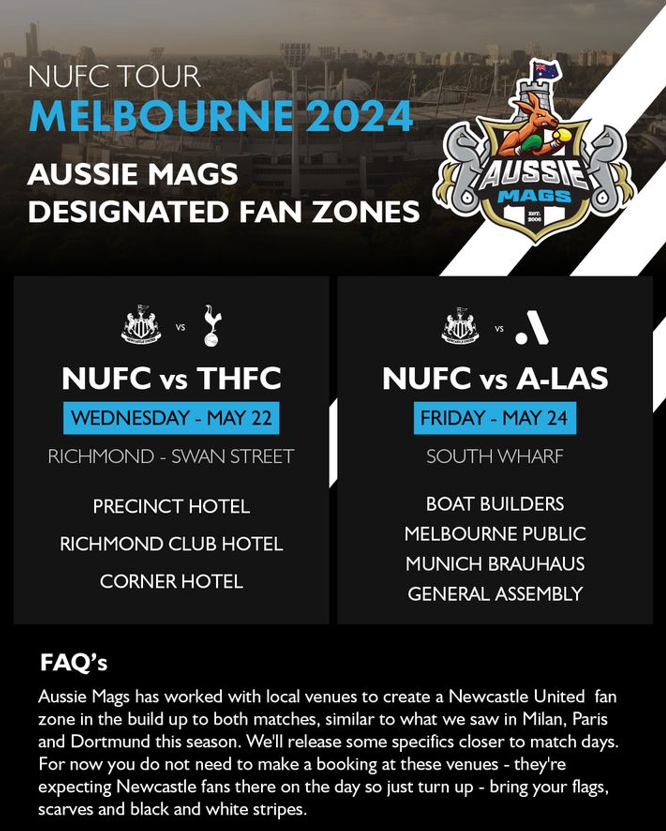 Aussie Mags announce plans for Newcastle United matches against ...