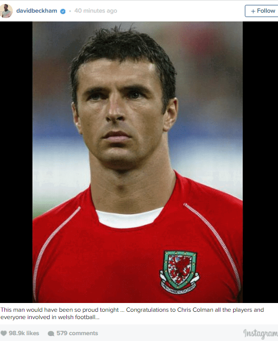 David Beckham pays a special tribute to Newcastle and Wales legend Gary ...