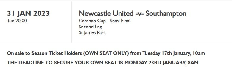 Newcastle v Southampton tickets - Newcastle United announce when on ...